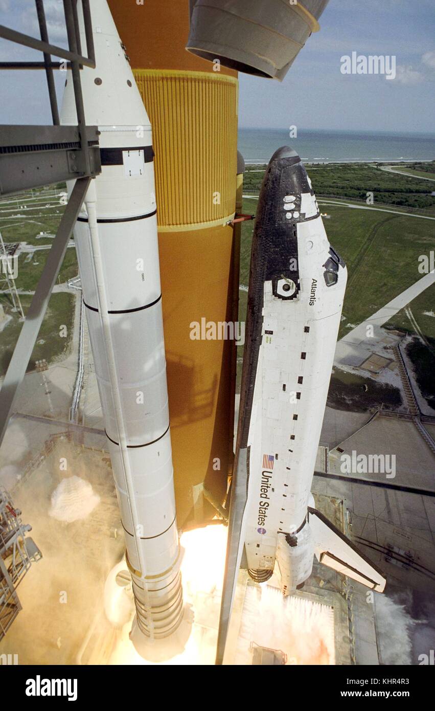 The NASA Space Shuttle Atlantis launches from the Kennedy Space Center ...