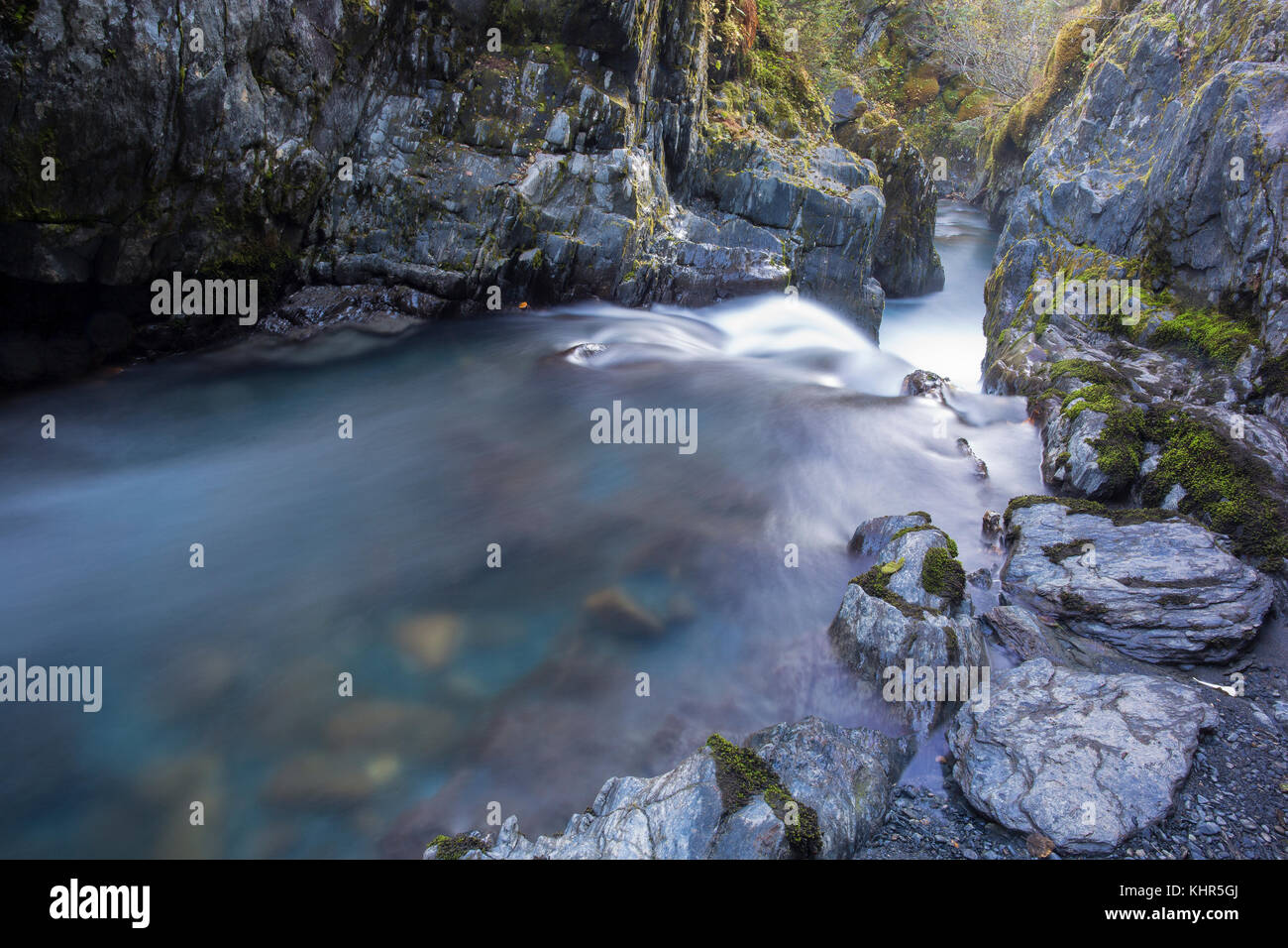 Creek in gorge, Winner Creek, Chugach State Park, Girdwood, Alaska ...