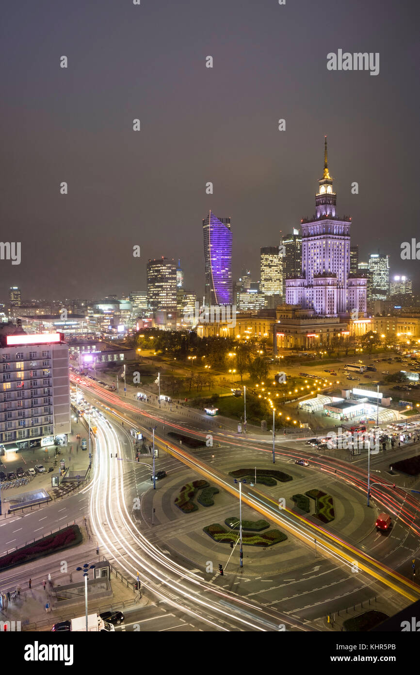 Modern city skyline at dusk, Warsaw, Poland Stock Photo - Alamy