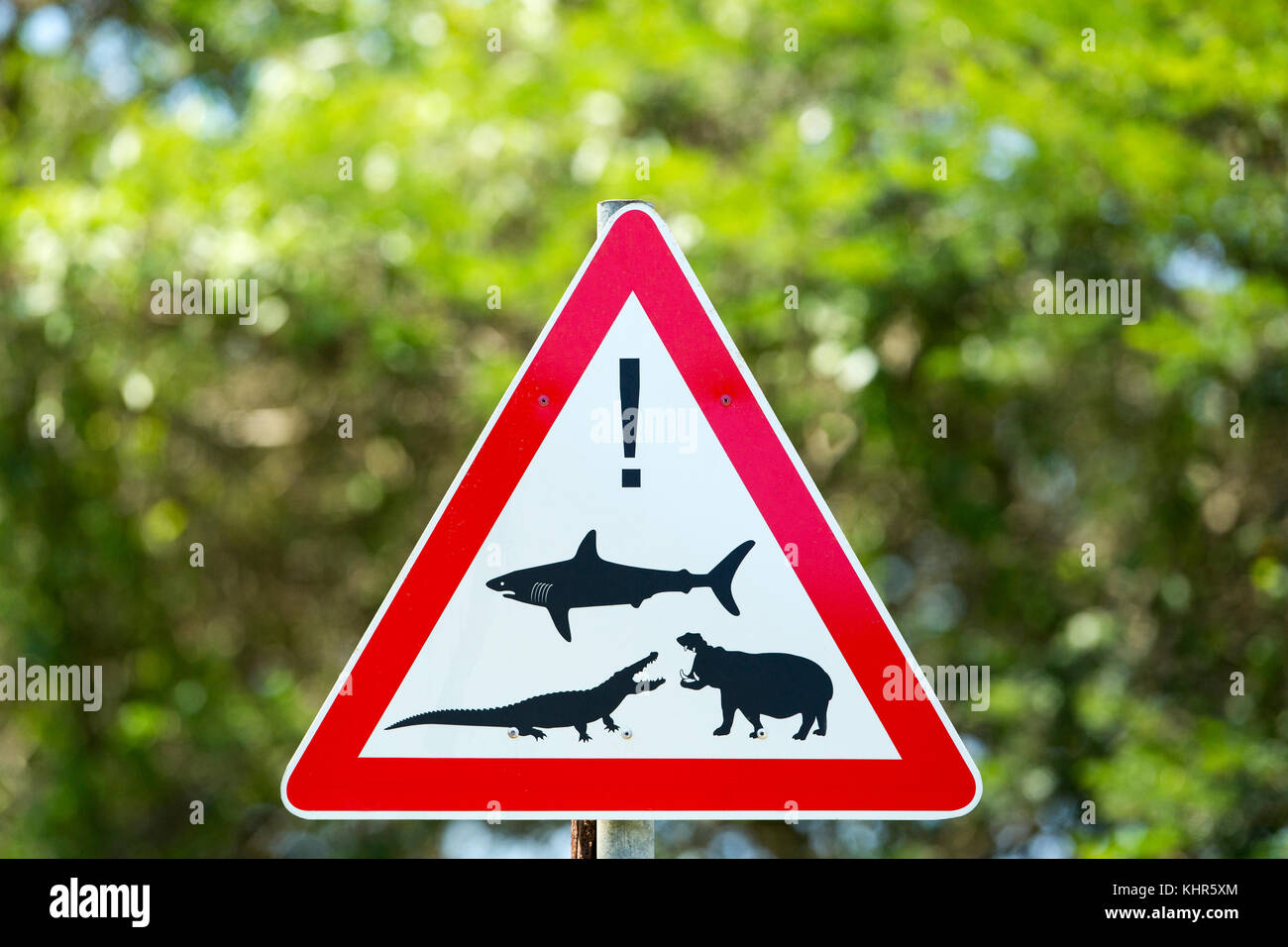 Dangerous wildlife warning sign, KwaZulu-Natal, South Africa Stock ...