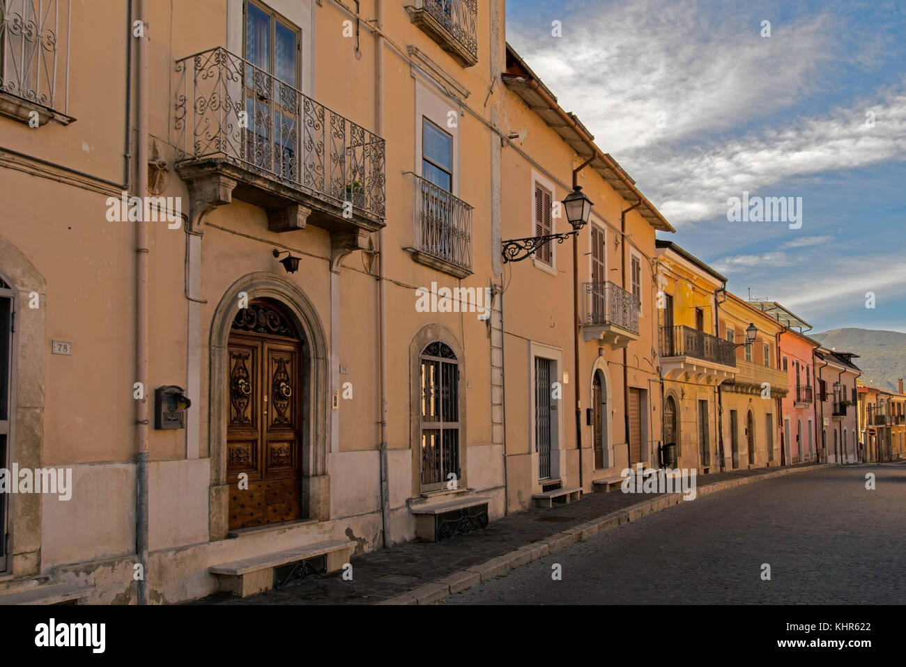 Row of Old Houses in Trasacco in Italy Stock Photo - Alamy