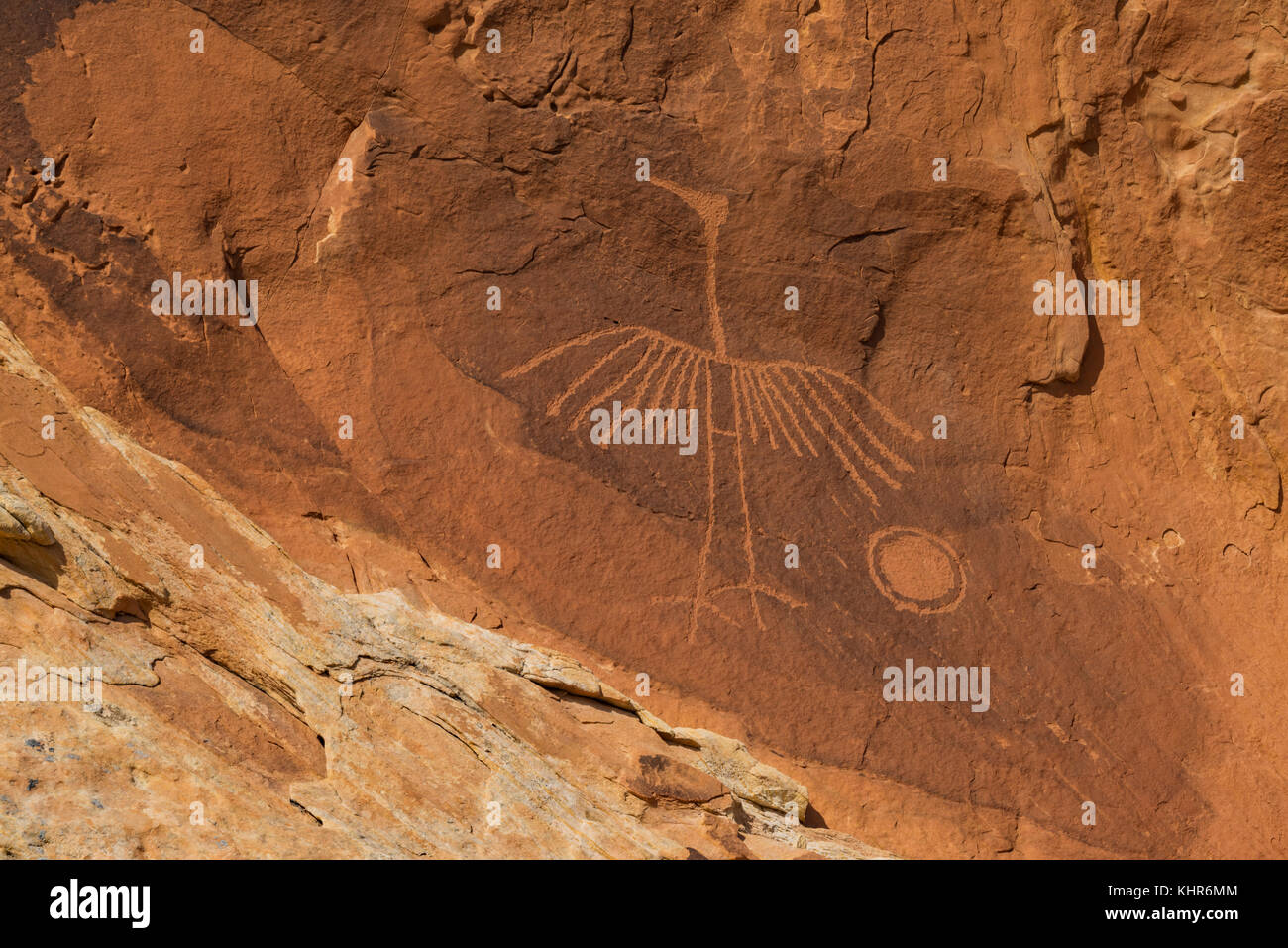 Thunderbird petroglyph made by Ancestral Puebloans, Comb Ridge, Cedar ...