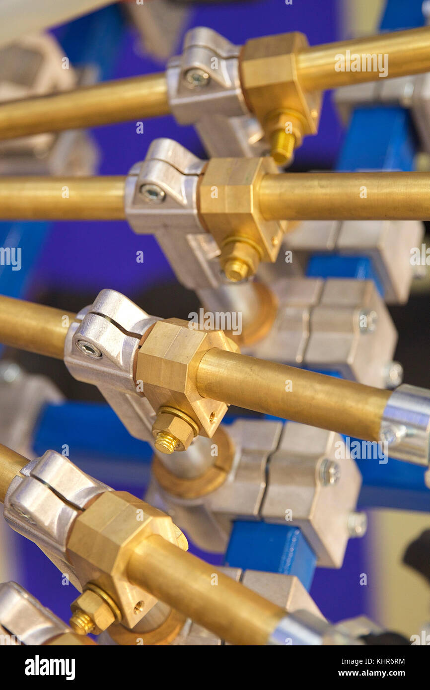 Elements of various industrial fasteners, non-ferrous metal Stock Photo ...