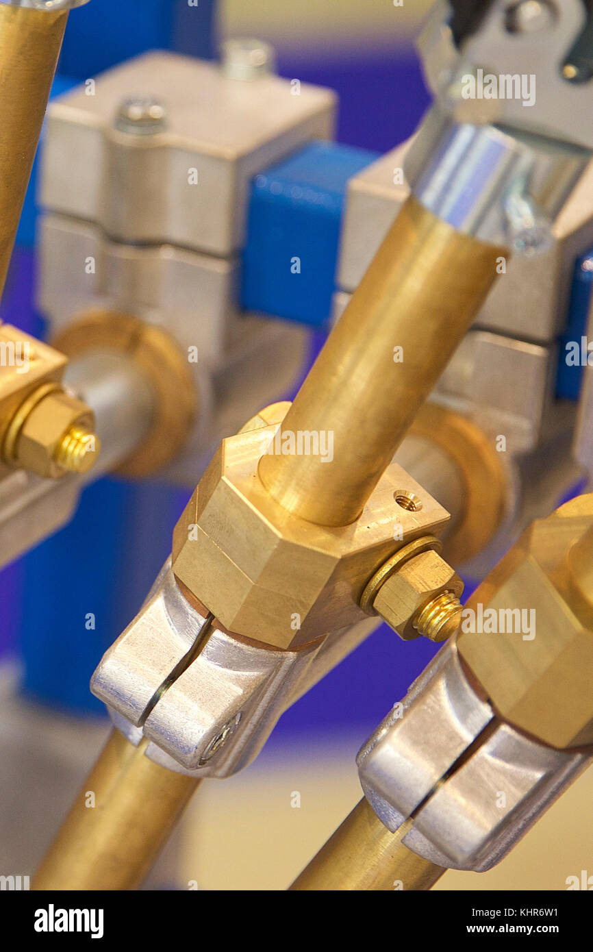 Elements of various industrial fasteners, non-ferrous metal Stock Photo ...