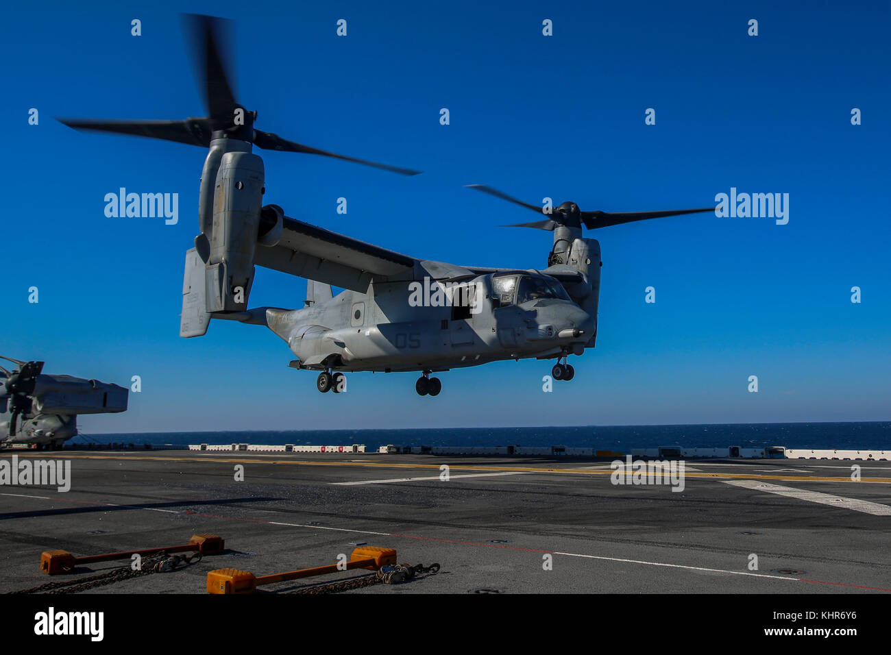 A U.S. Marine Corps MV-22B Osprey with Marine Medium Tiltrotor Squadron (VMM) 162 (REIN), 26th ...
