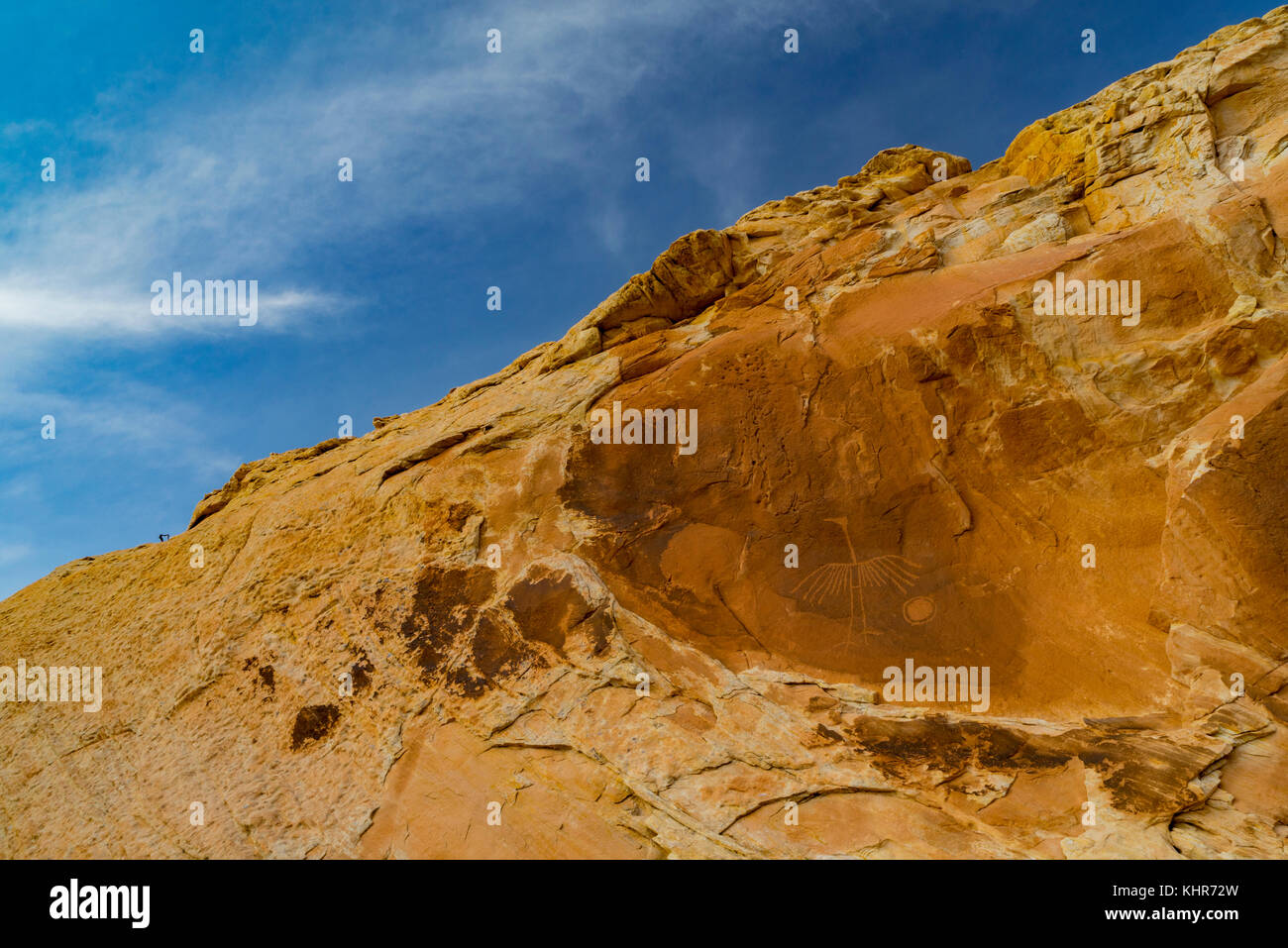Thunderbird petroglyph made by Ancestral Puebloans, Comb Ridge, Cedar ...