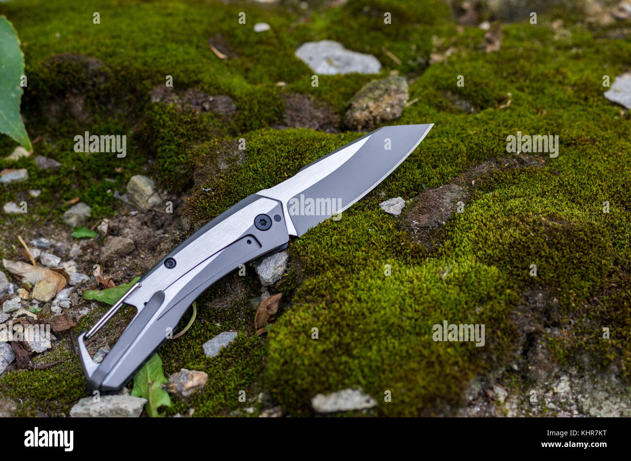 The reverse side of the knife. Knife with an iron handle. Photo on the ...