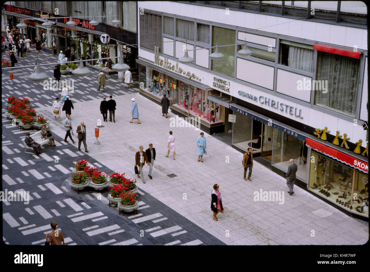 High Angle View of Street Scene, Stockholm, Sweden, 1966 Stock Photo ...