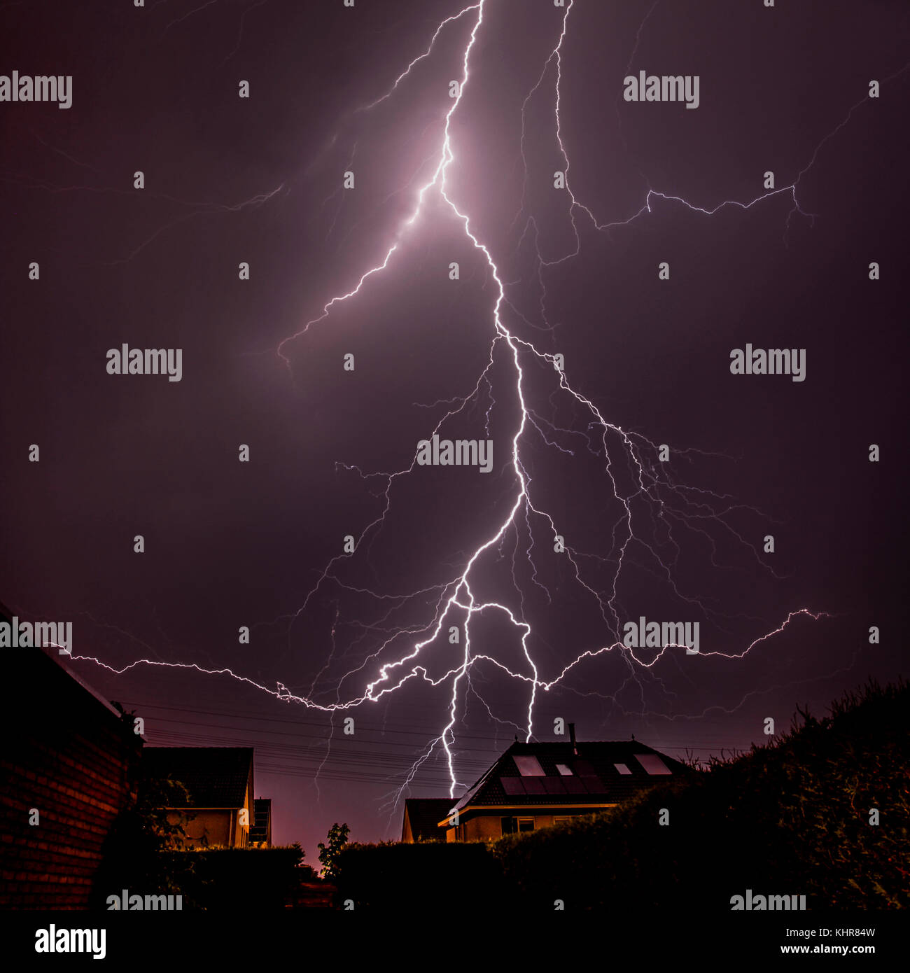 Lightning during a summer thunderstorm, Netherlands Stock Photo - Alamy
