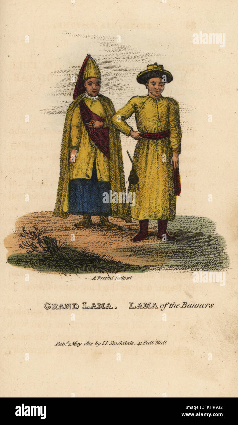 Grand Lama and Lama of the eight Tartar Banners. Tartar Buddhist monks ...