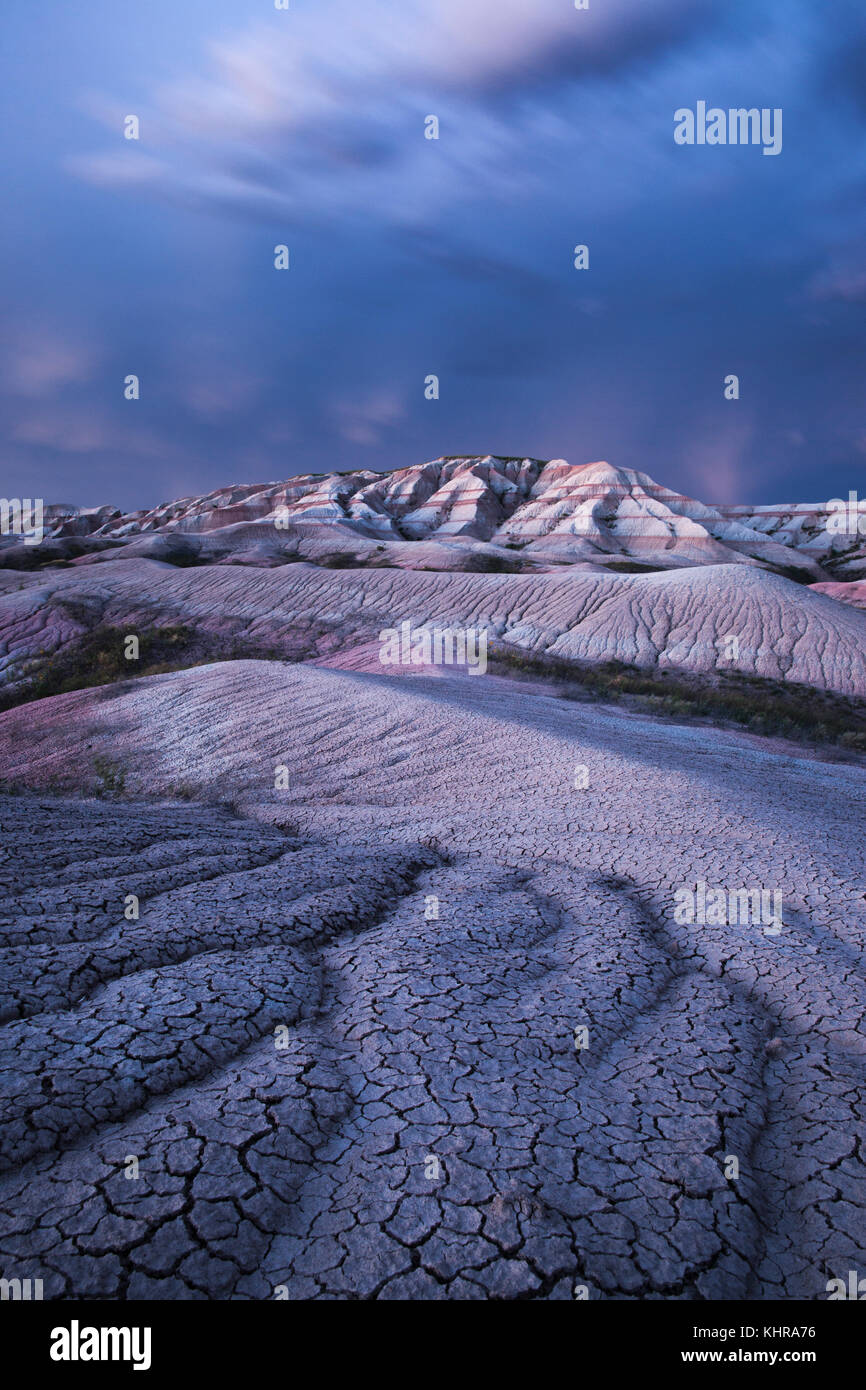 Storm over badlands, Badlands National Park, South Dakota Stock Photo ...