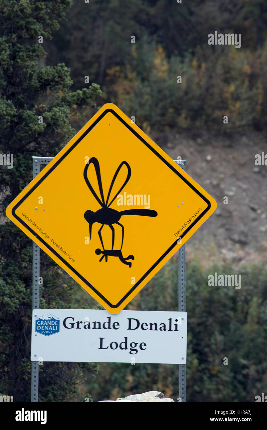 Humorous road sign, Denali National Park, Alaska Stock Photo - Alamy