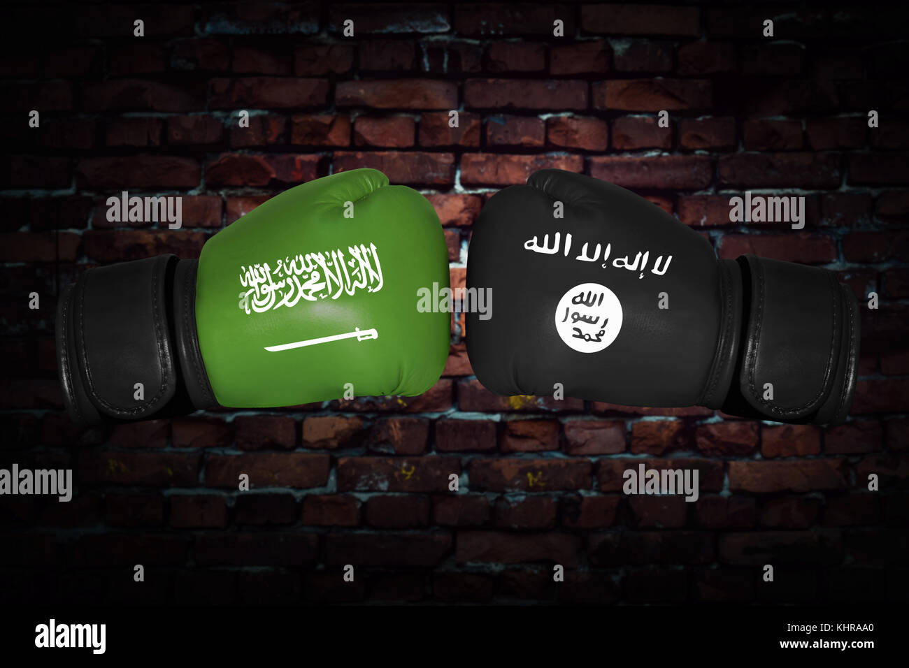 A boxing match. Confrontation between the USA and ISIS. Islamic state ...