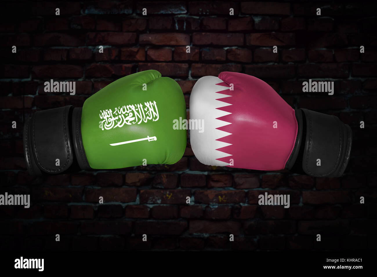 A boxing match. Confrontation between the Qatar and Saudi Arabia. Saudi ...