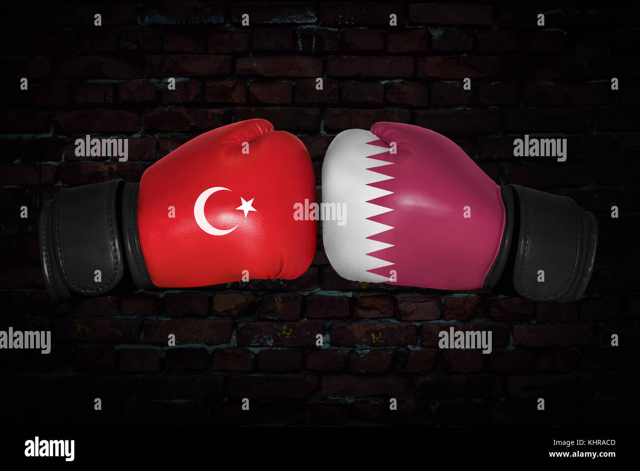 A boxing match. Confrontation between the Qatar and Turkey. Qatari ...