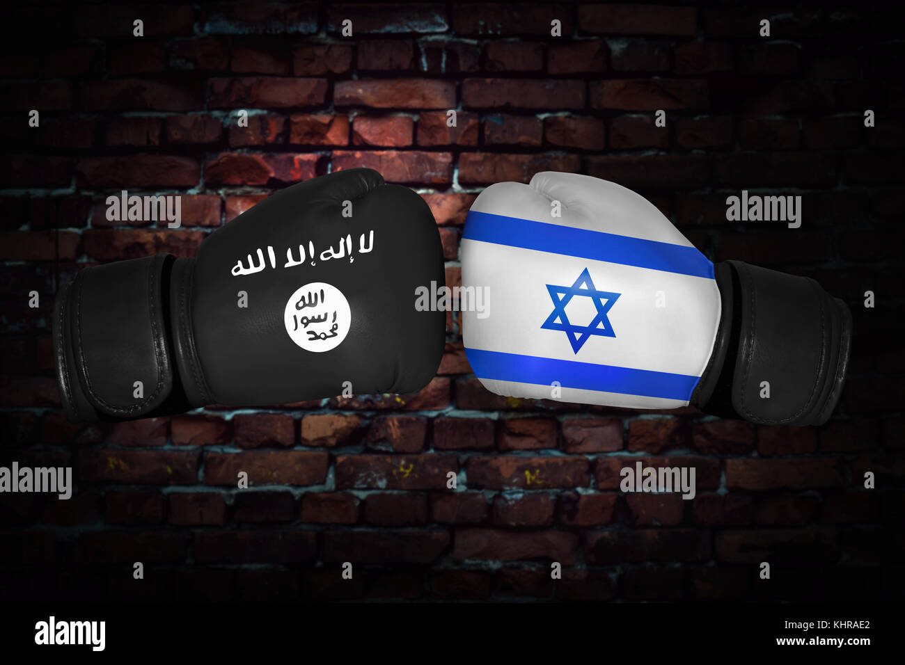 A boxing match. Confrontation between the Israel and ISIS. Islamic ...