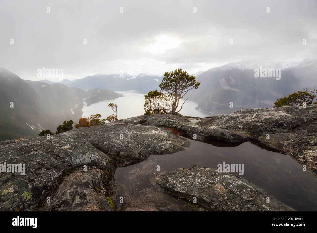 Beautiful View of Howe Sound from the top of the Chief Mountain Peak in ...