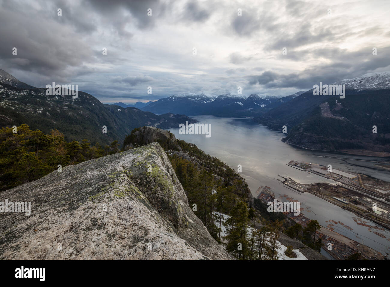 Beautiful View of Howe Sound from the top of the Chief Mountain Peak in ...