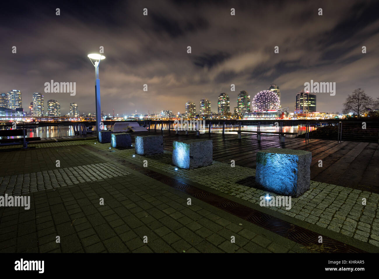 Night scene in Downtown Vancouver, British Columbia, Canada Stock Photo ...