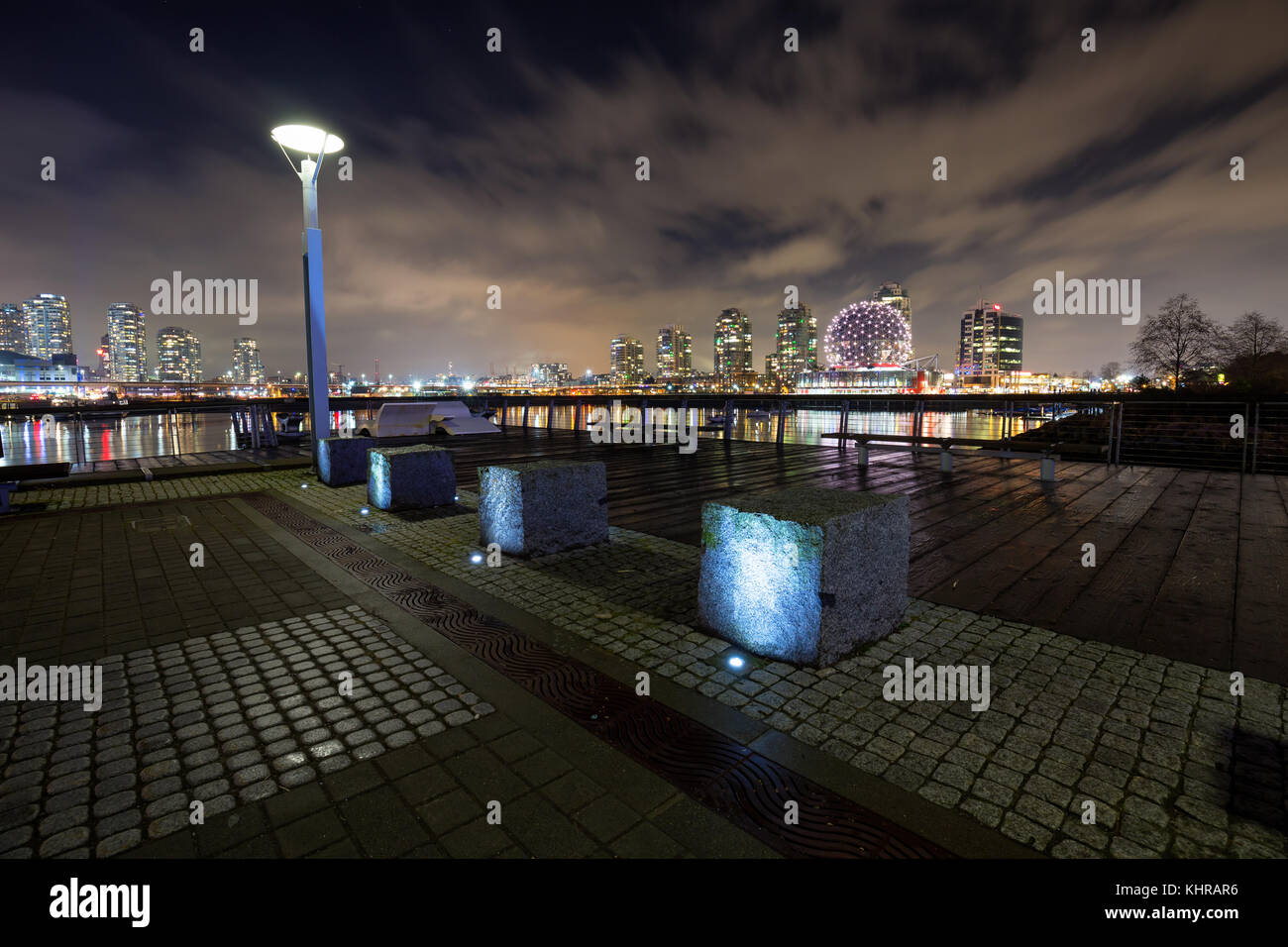 Night scene in Downtown Vancouver, British Columbia, Canada Stock Photo ...
