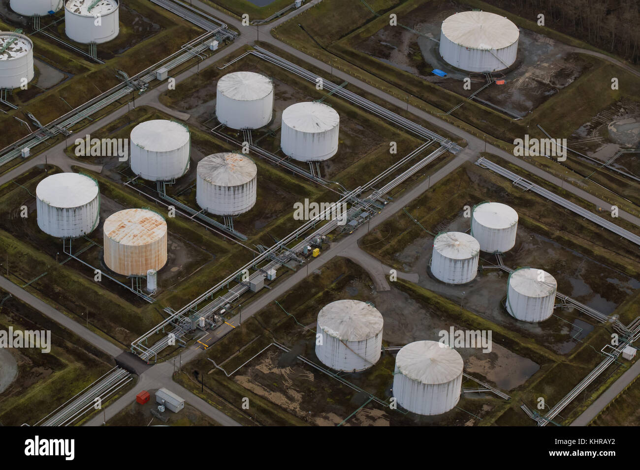 Aerial view on the Oil Refinery Industrial Facility Stock Photo - Alamy