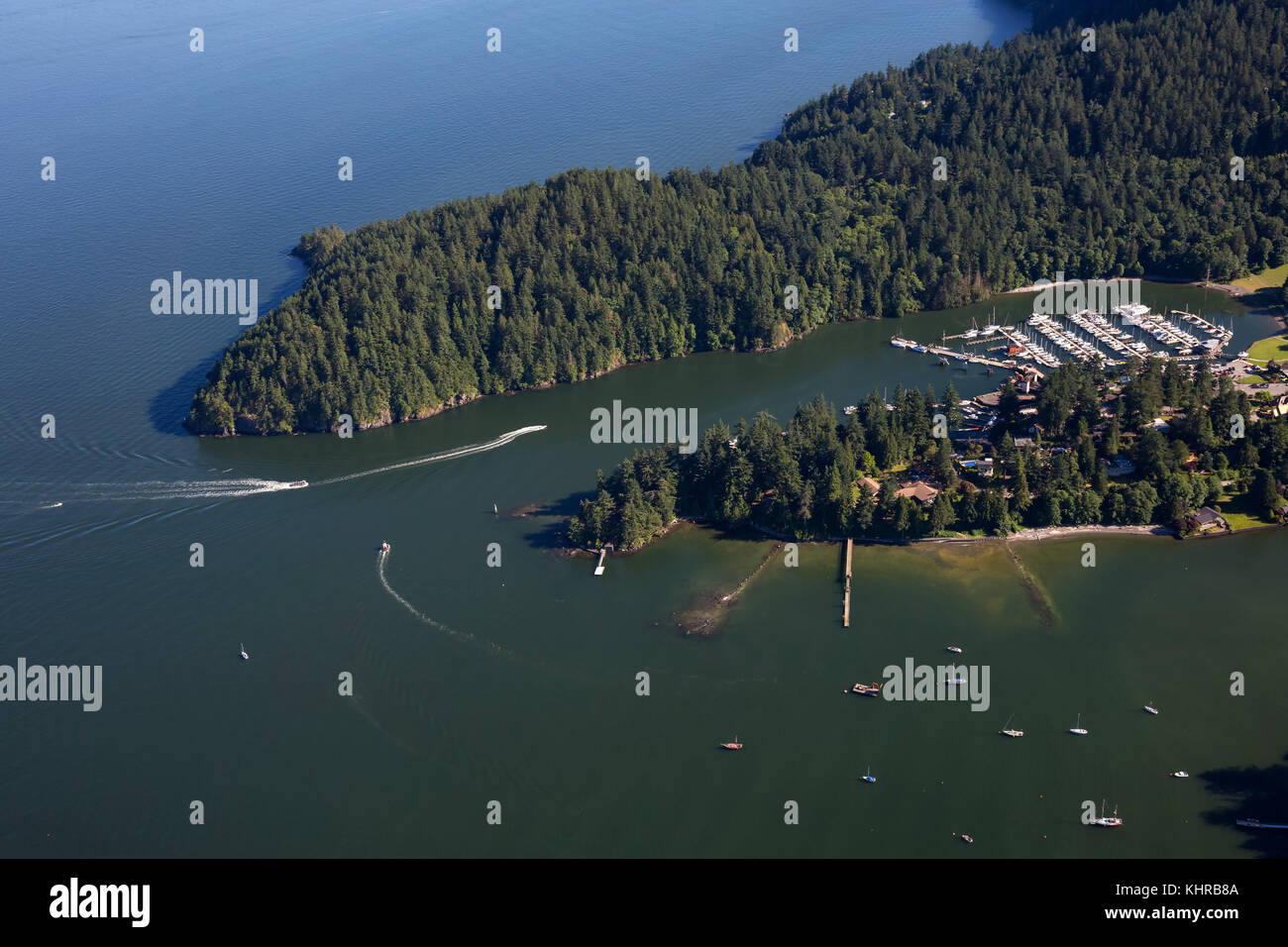 Aerial View of Deep Bay in Bowen Island near Vancouver, British ...