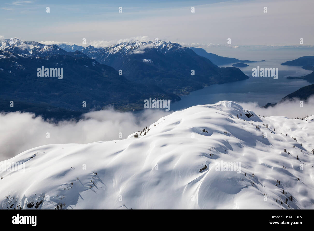Howe Sound Viewed from an Aerial perspective with mountains in ...