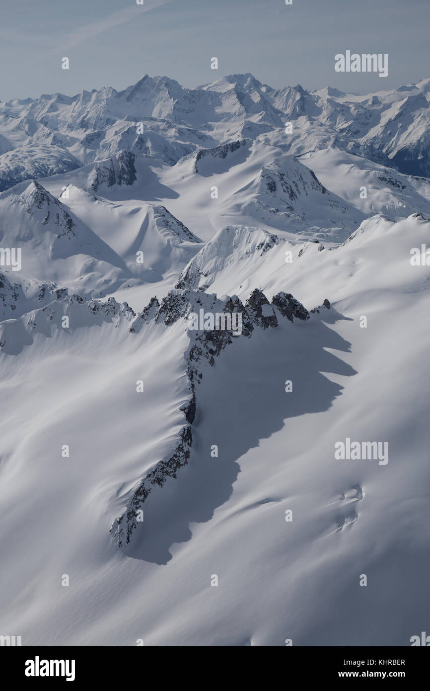 Aerial Landscape View of a Remote Glacier and Mountain Peaks in British ...