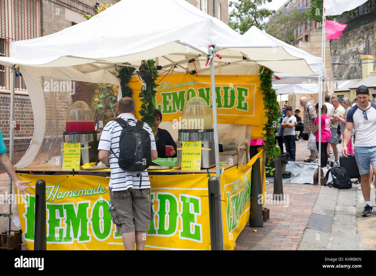 Home made Lemonade being sold at a stall in The Rocks area of Sydney at ...