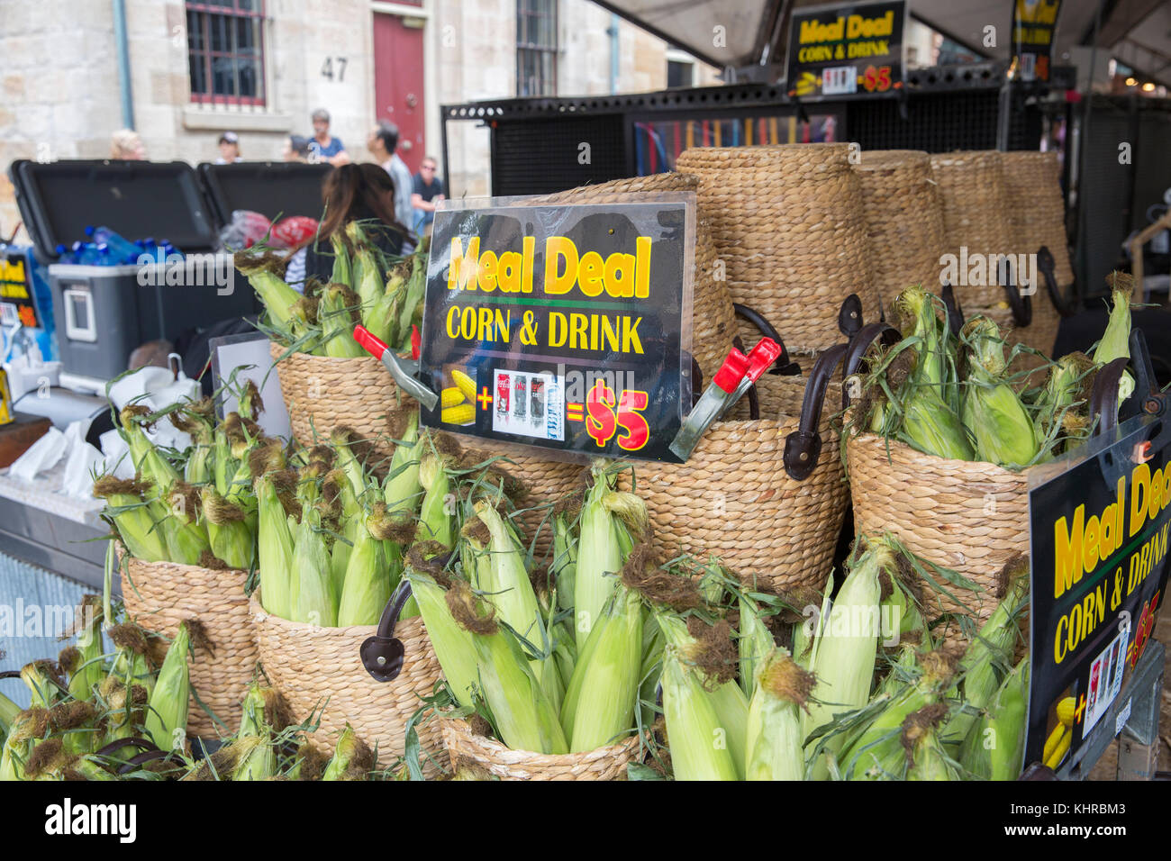 Corn for sale on a market stall hi-res stock photography and images - Alamy