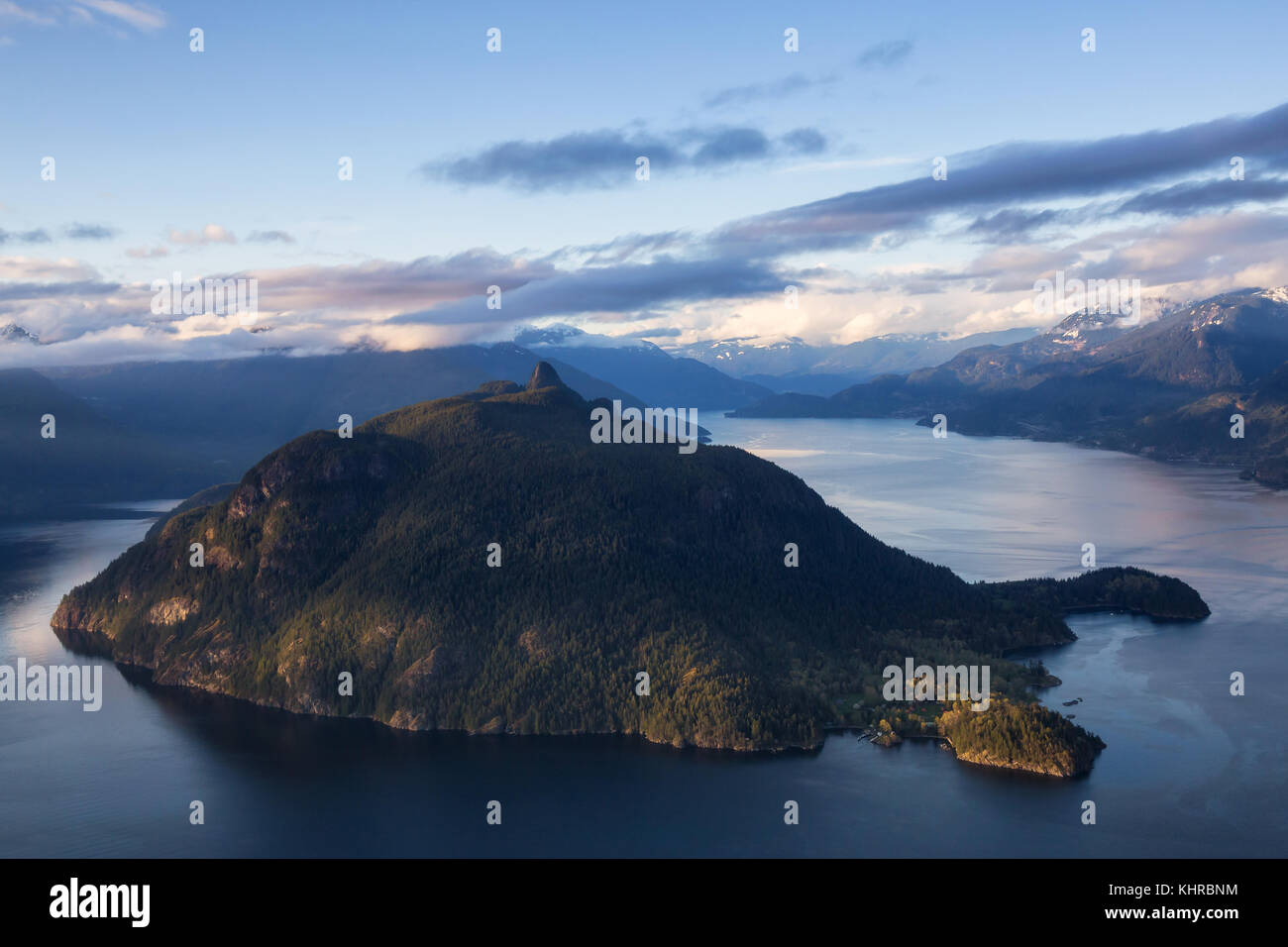 Beautiful Aerial Landscape view of Anvil Island in Howe Sound, North ...