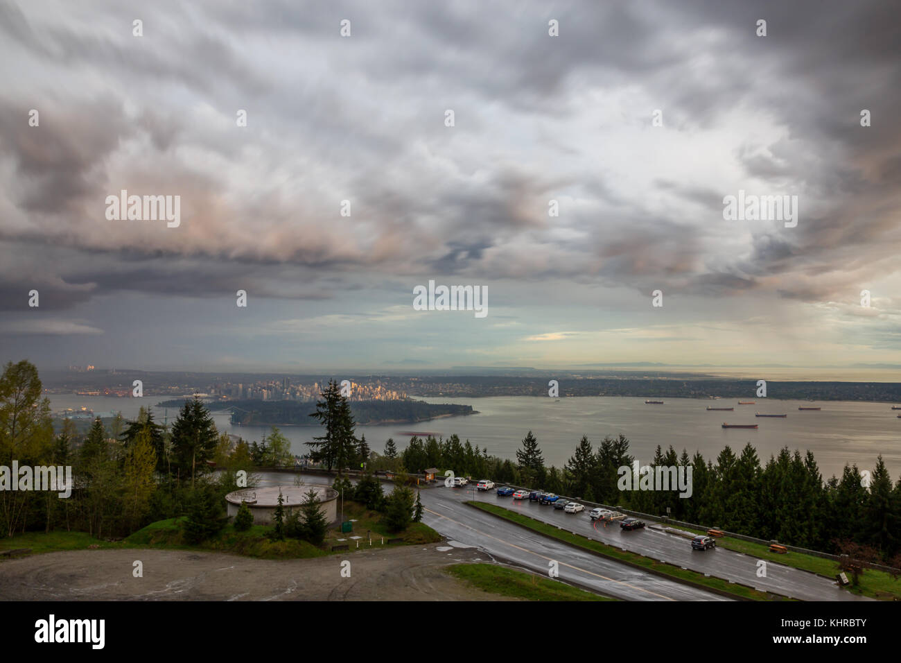 Stormy Clouds in the Sky during Sunset overlooking Downtown Vancouver ...