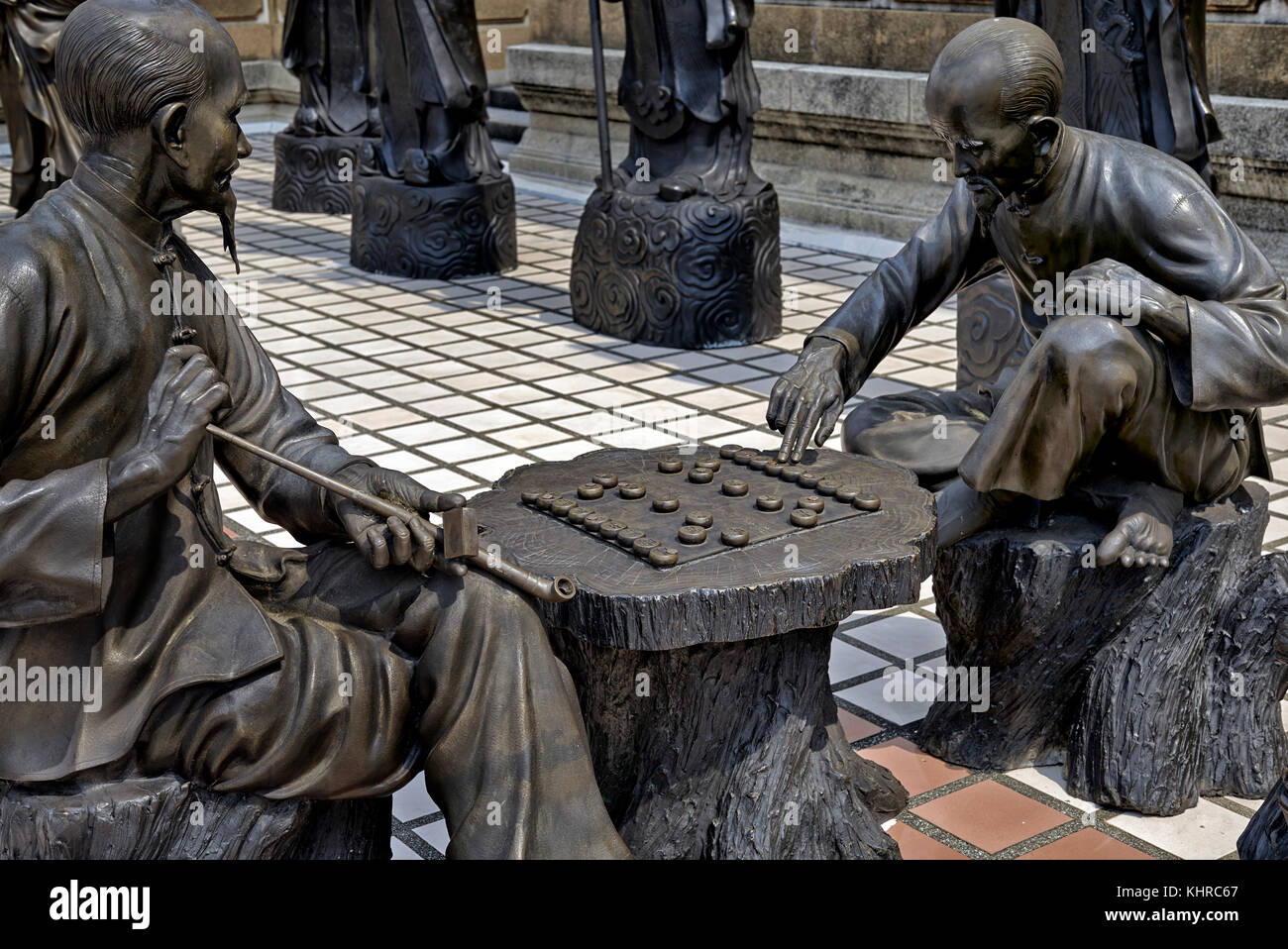 Chinese statue, bronze figure, Wihan Sian temple, Pattaya, Thailand ...