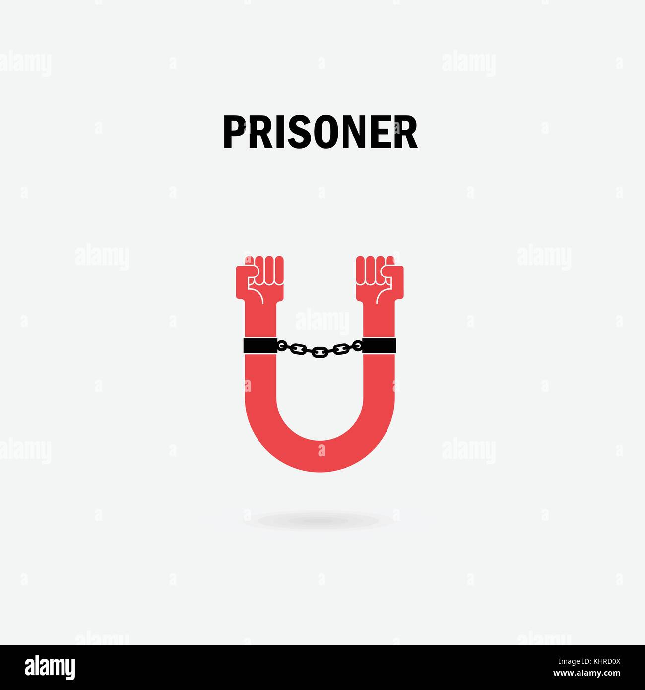 Human hands and the chain with U Letter symbols.Prison with Prisoner ...