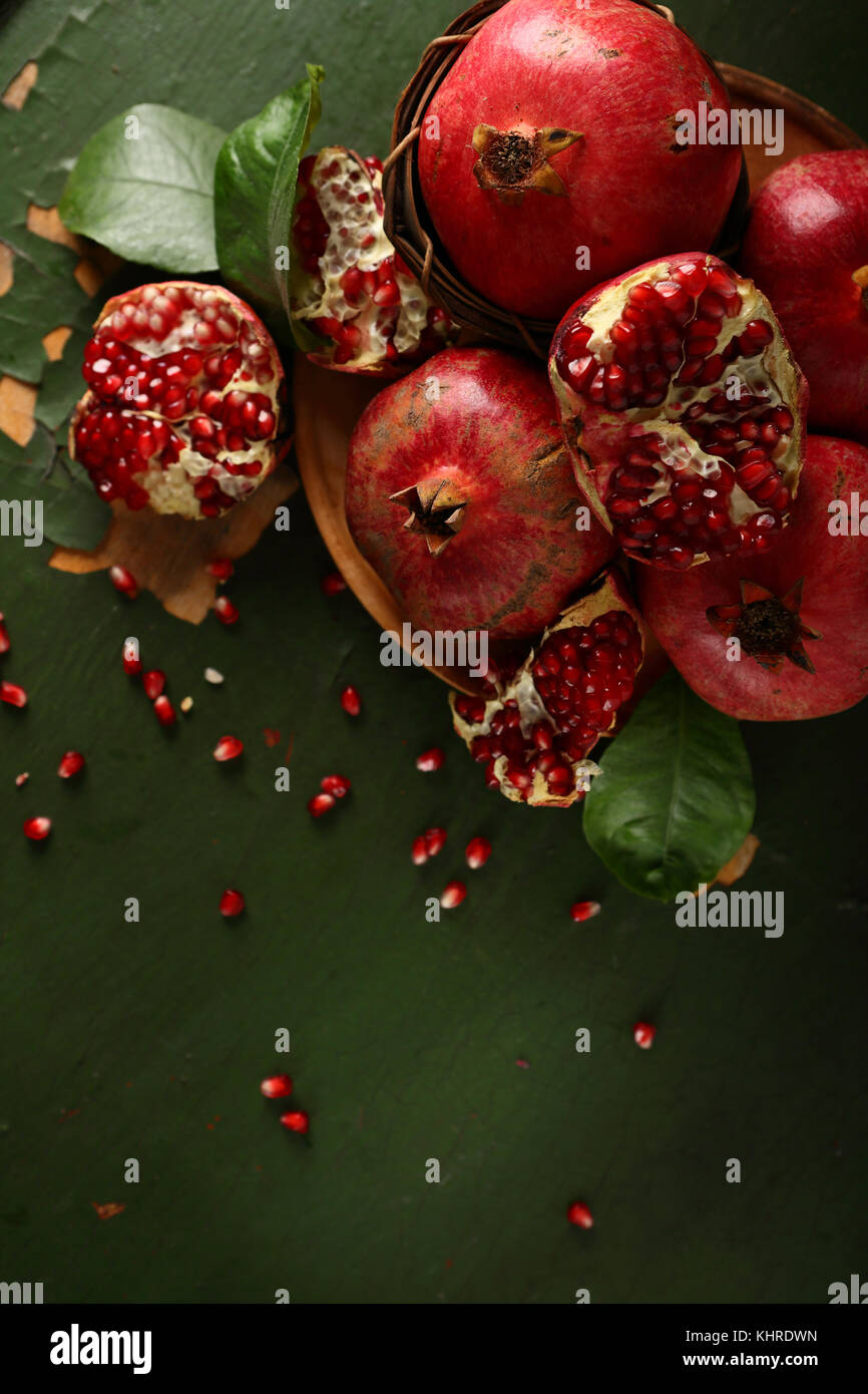 food background with pomegranates, food above Stock Photo - Alamy