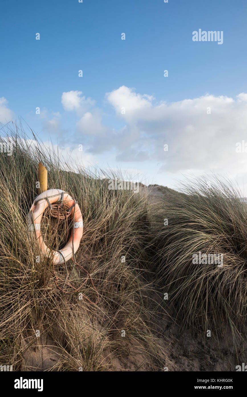 Beautiful landscape image of Freshwater West beach with sand dunes in ...