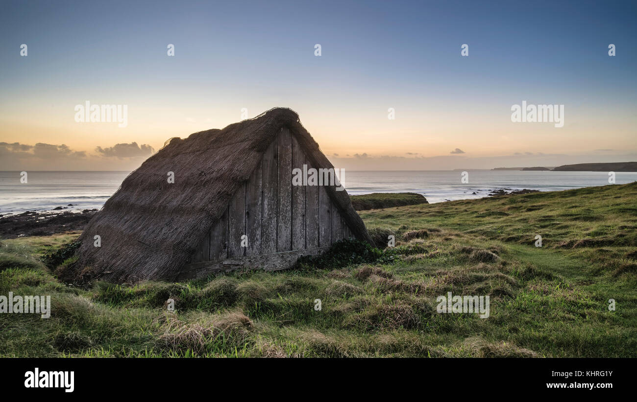 Beautiful sunset landscape image of seaweed drying hut at Freshwater ...
