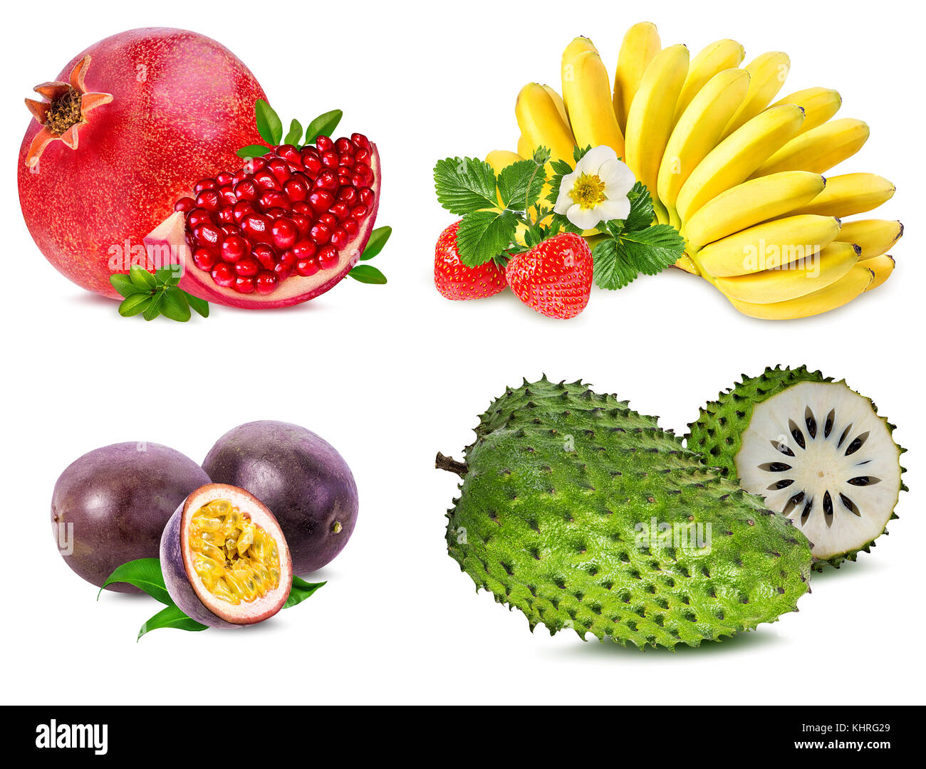 collection of fresh fruits isolated on white background Stock Photo - Alamy