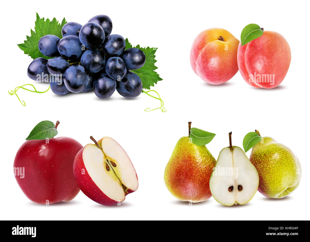 collection of fresh fruits isolated on white background Stock Photo - Alamy
