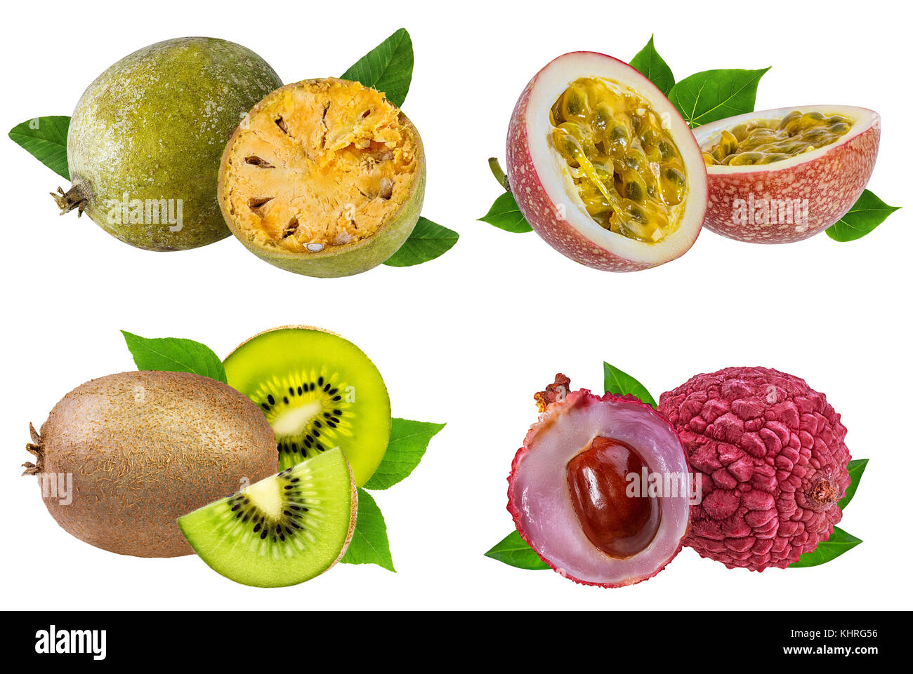 collection of fresh fruits isolated on white background Stock Photo - Alamy