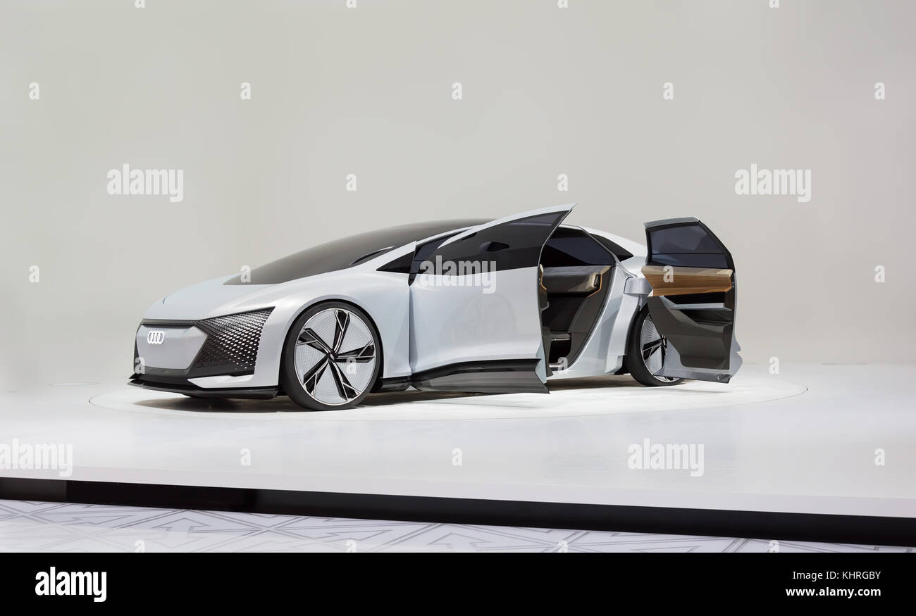 FRANKFURT, GERMANY - SEP 17, 2017: Audi Aicon self atonomous concept car. Luxury electric sedan ...