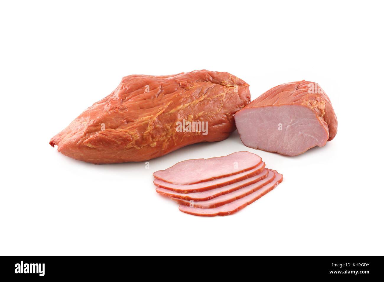 ham on a white background Stock Photo - Alamy