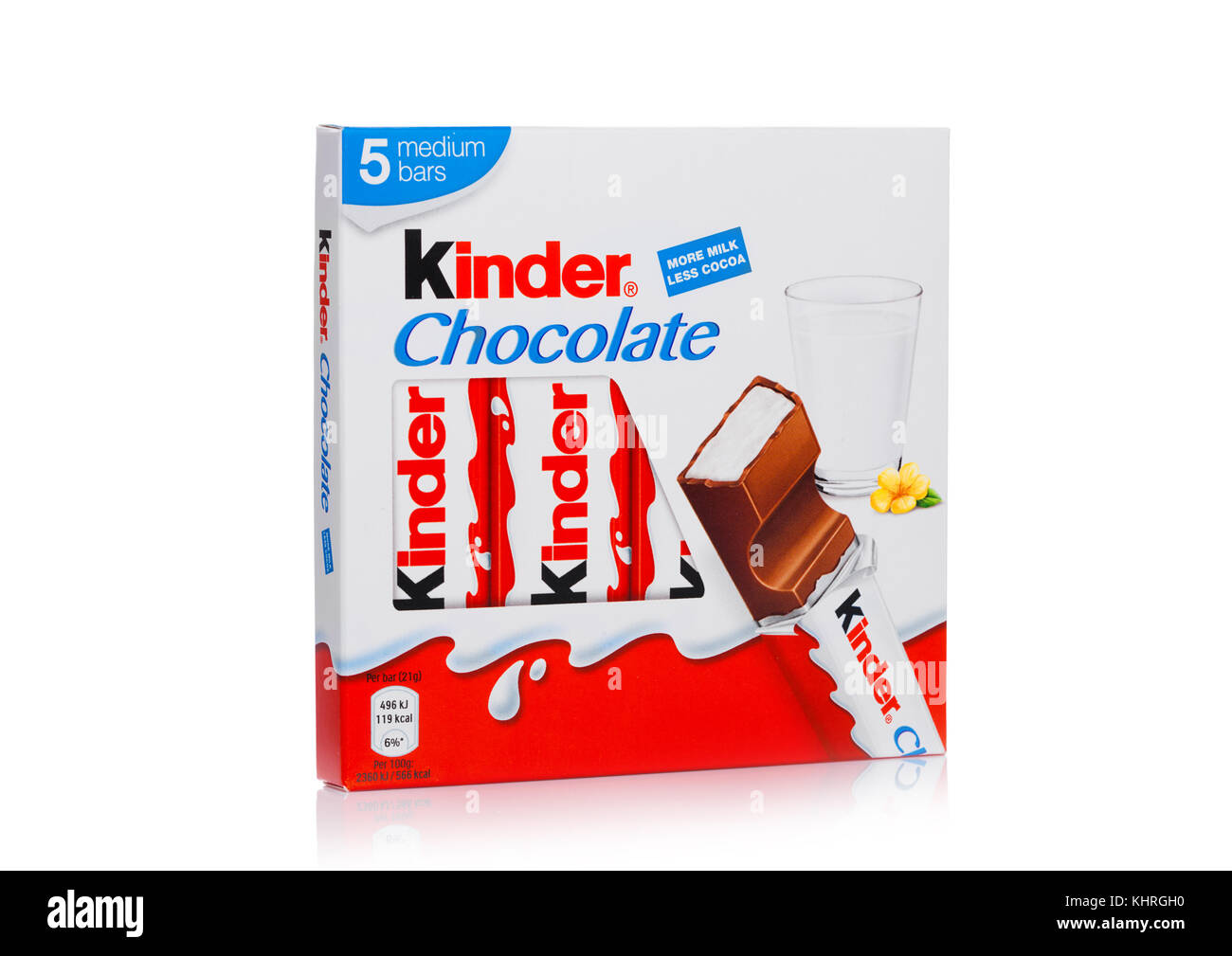 LONDON, UK - November 17, 2017: Kinder chocolate bar box on white ...