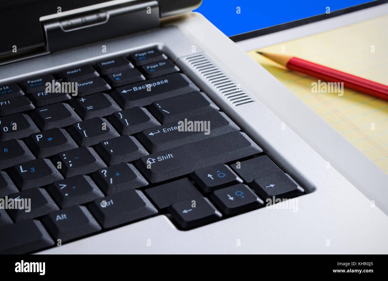Keyboard of Laptop with tools for notes Stock Photo - Alamy