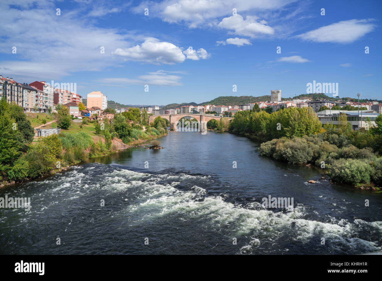 Overlook bridge and river Minho in the city of Ourense in Spain Stock ...
