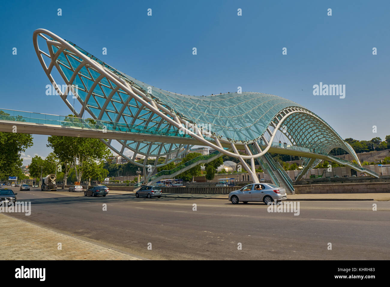 TBILISI, GEORGIA - 31 JULY 2016: Famous Bridge of Peace Landmark in ...