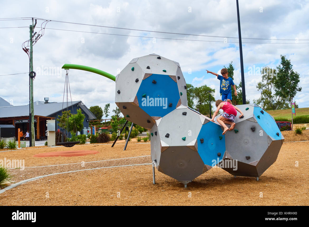 Climbing blocks at children's playground. Tamworth NSW Australia Stock ...