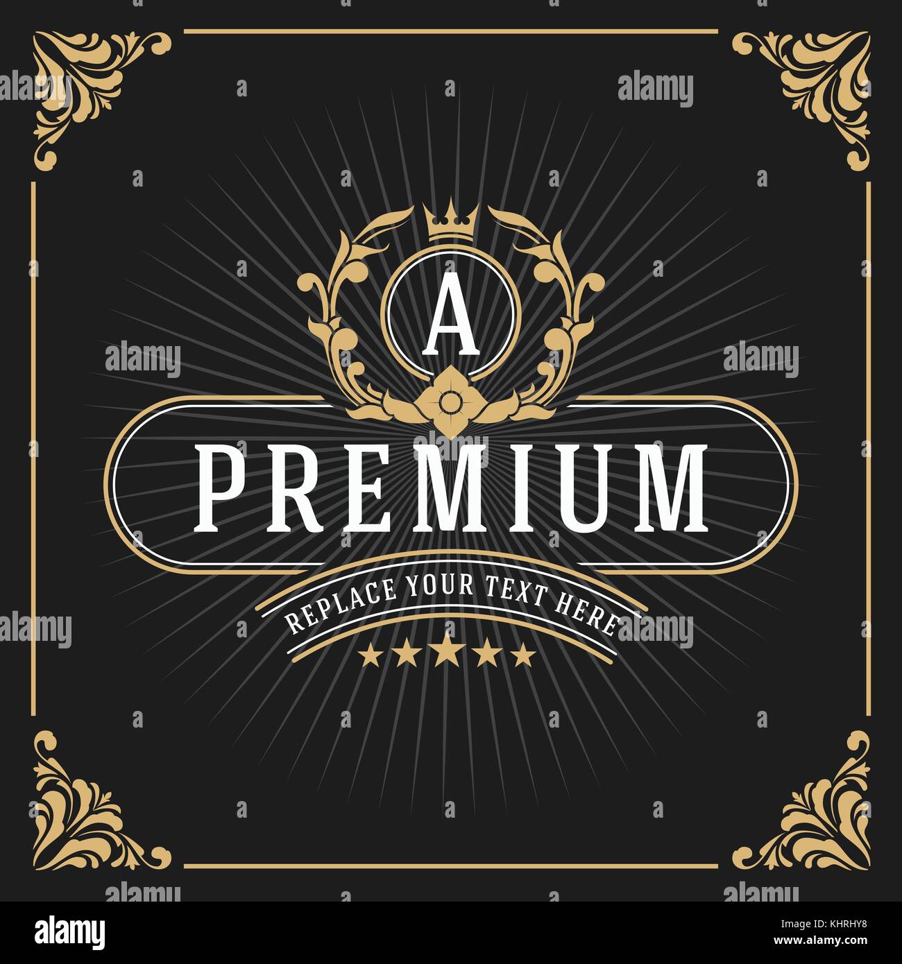 Vintage Luxury Monogram Banner Template Design for Label, Frame ...