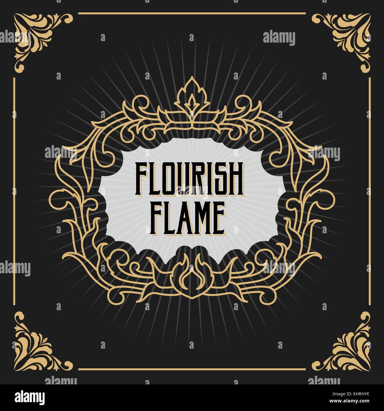 Vintage Luxury Monogram Banner Template Design for Label, Frame ...