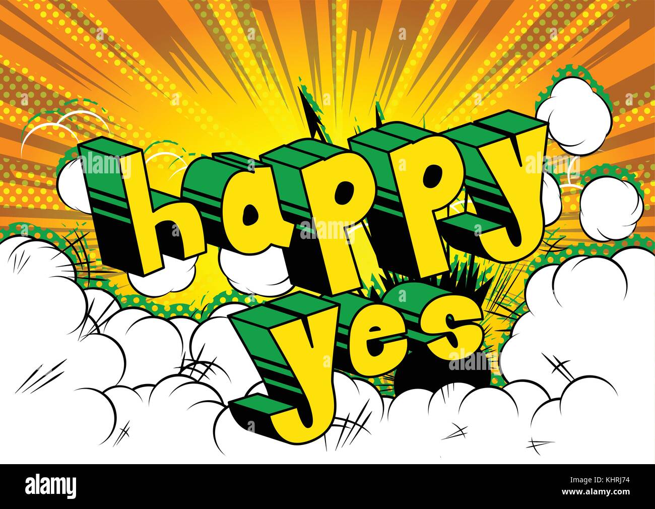 Happy Yes - Comic book style word on abstract background Stock Vector ...